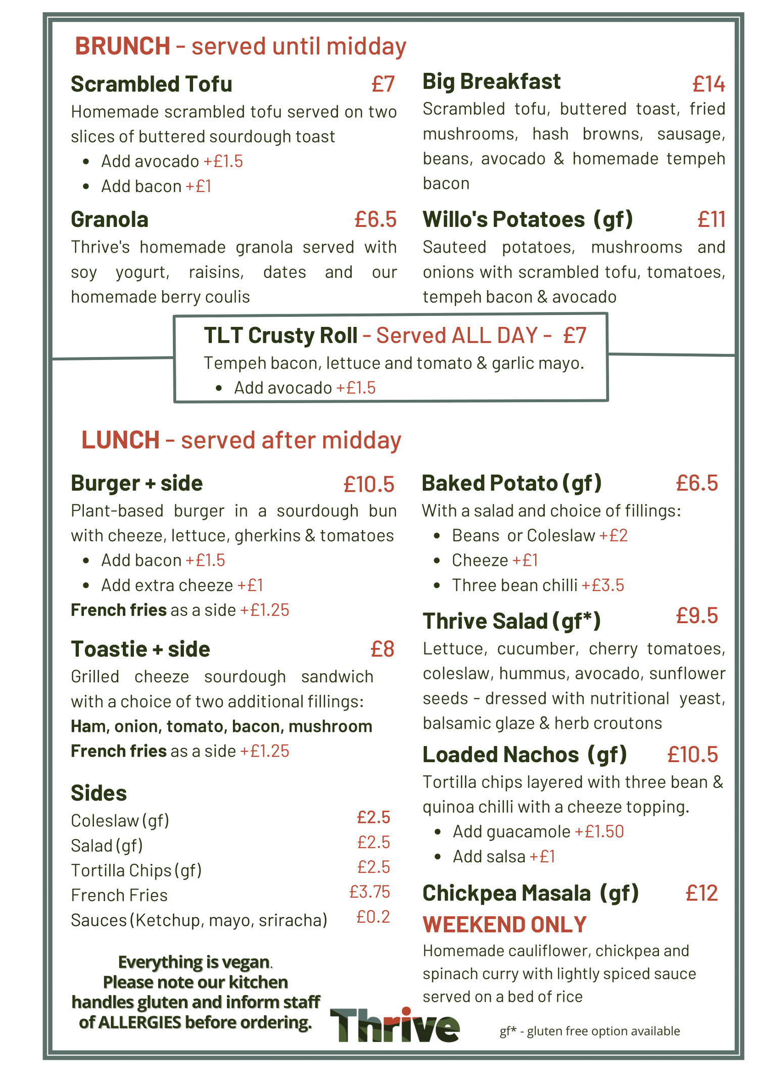 Menu — Thrive Cafe Cambridge
