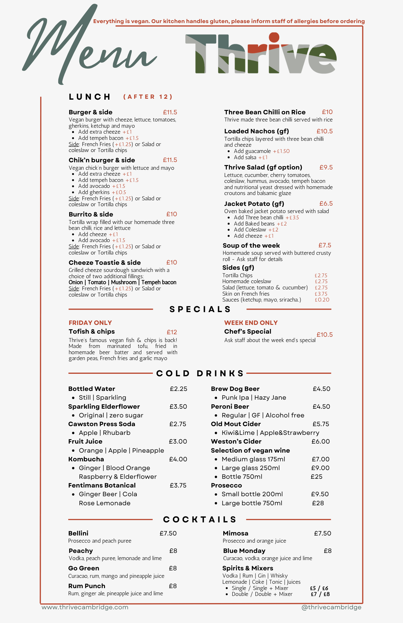 Menu — Thrive Cafe Cambridge
