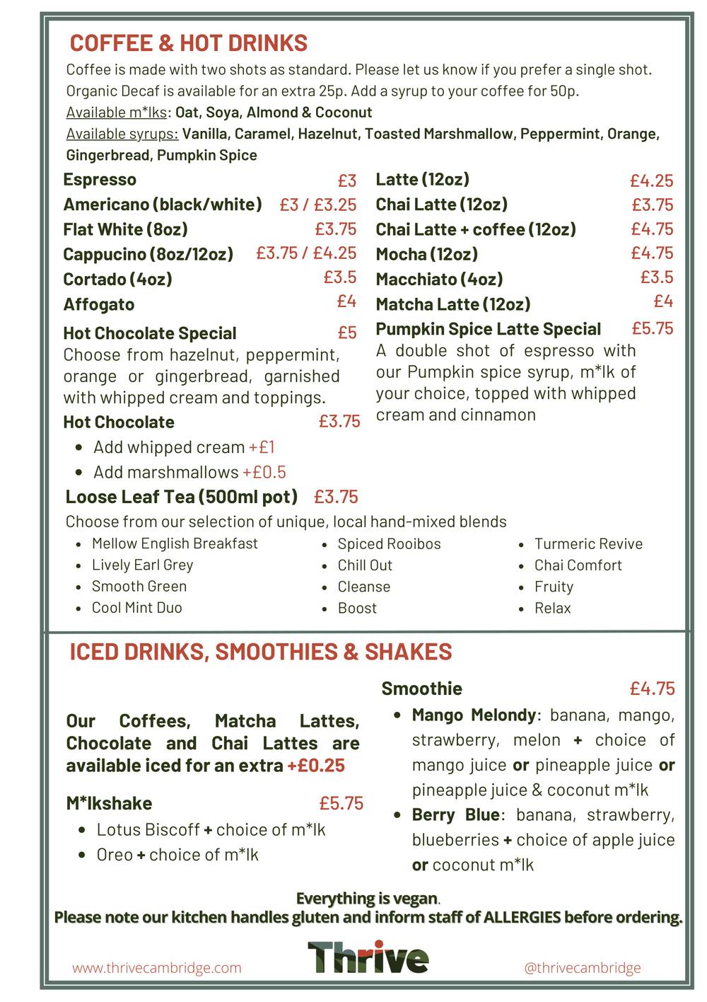 Menu — Thrive Cafe Cambridge