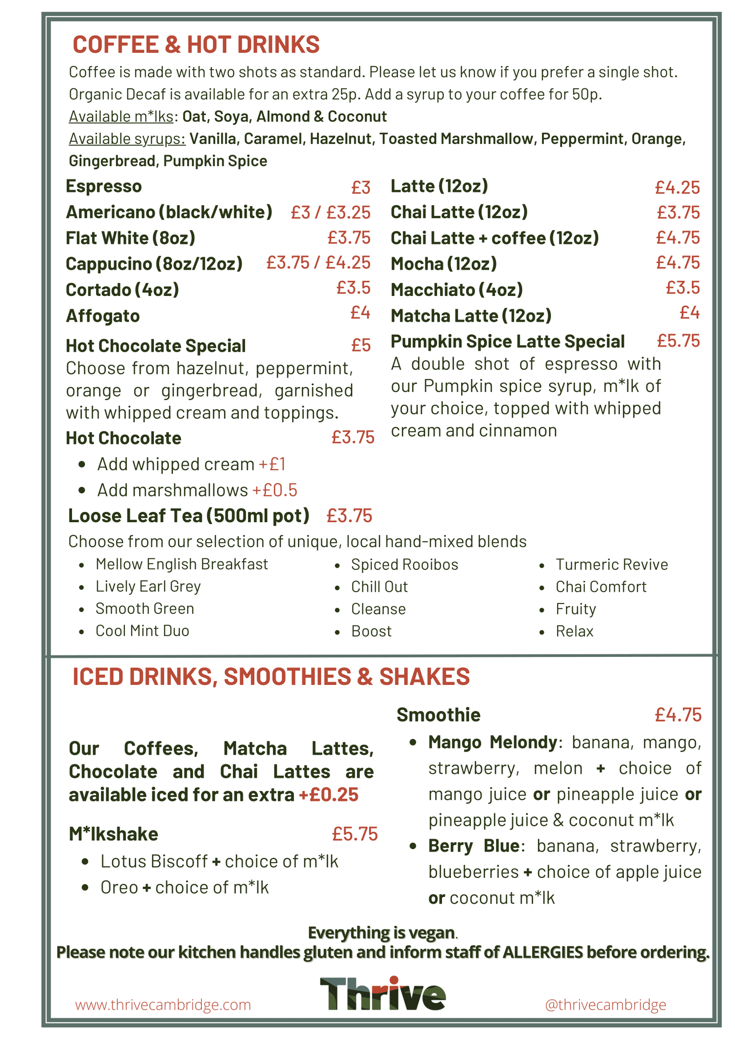 Menu — Thrive Cafe Cambridge