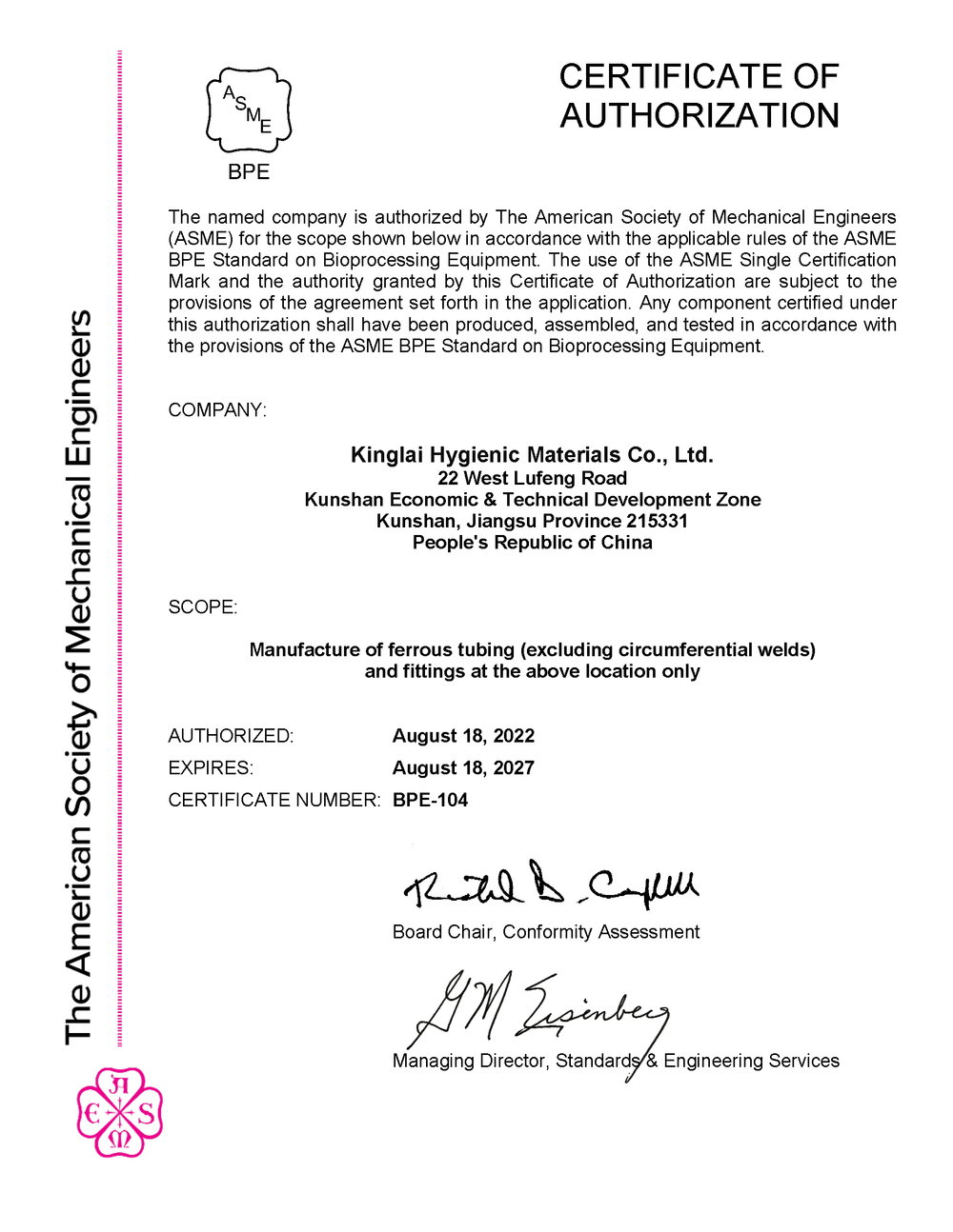 ASME BPE — KL Bioclean