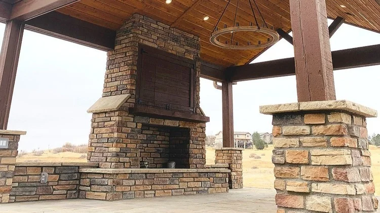 Custom Outdoor Fireplace | Premium Decks & Pergolas