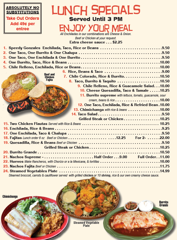 Menu — Cinco Amigos Mexican Restaurant