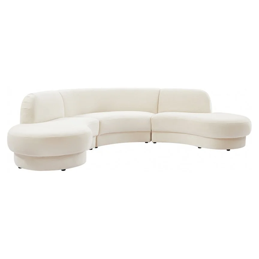 Ivory Velvet Curved Sectional — Decco