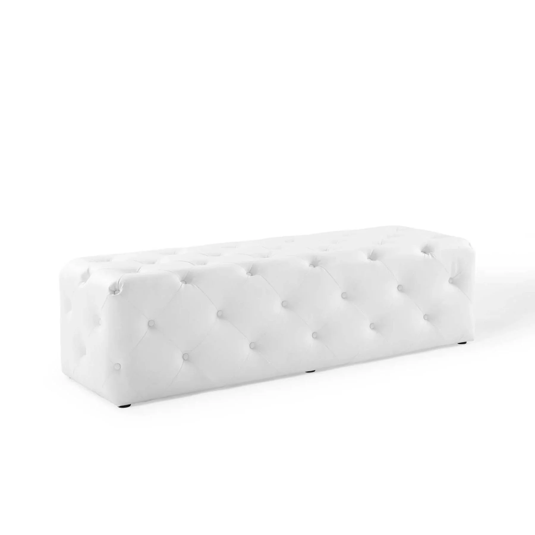 White Leather Tufted Bench — Decco