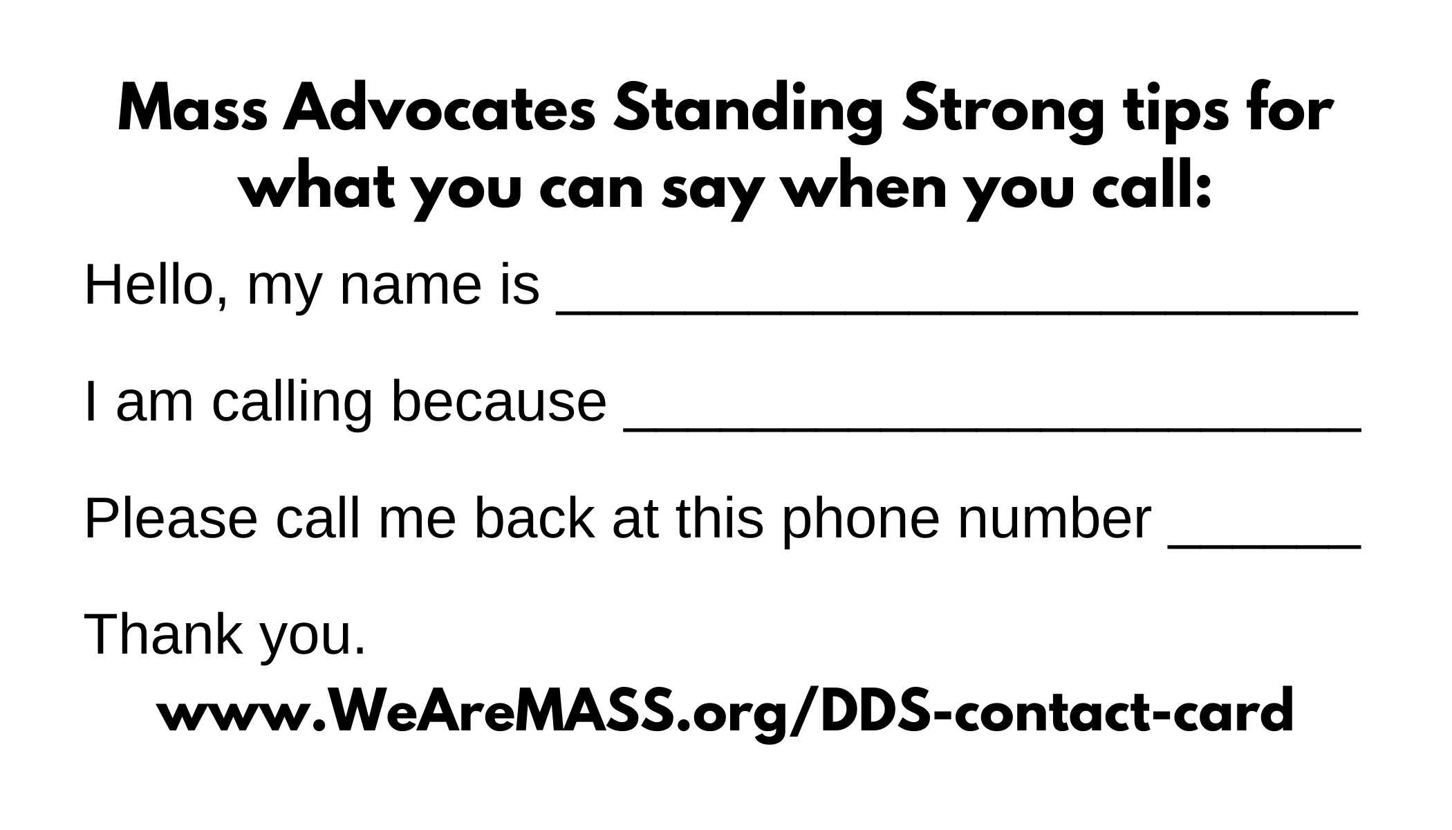 DDS Contact Card — MASS