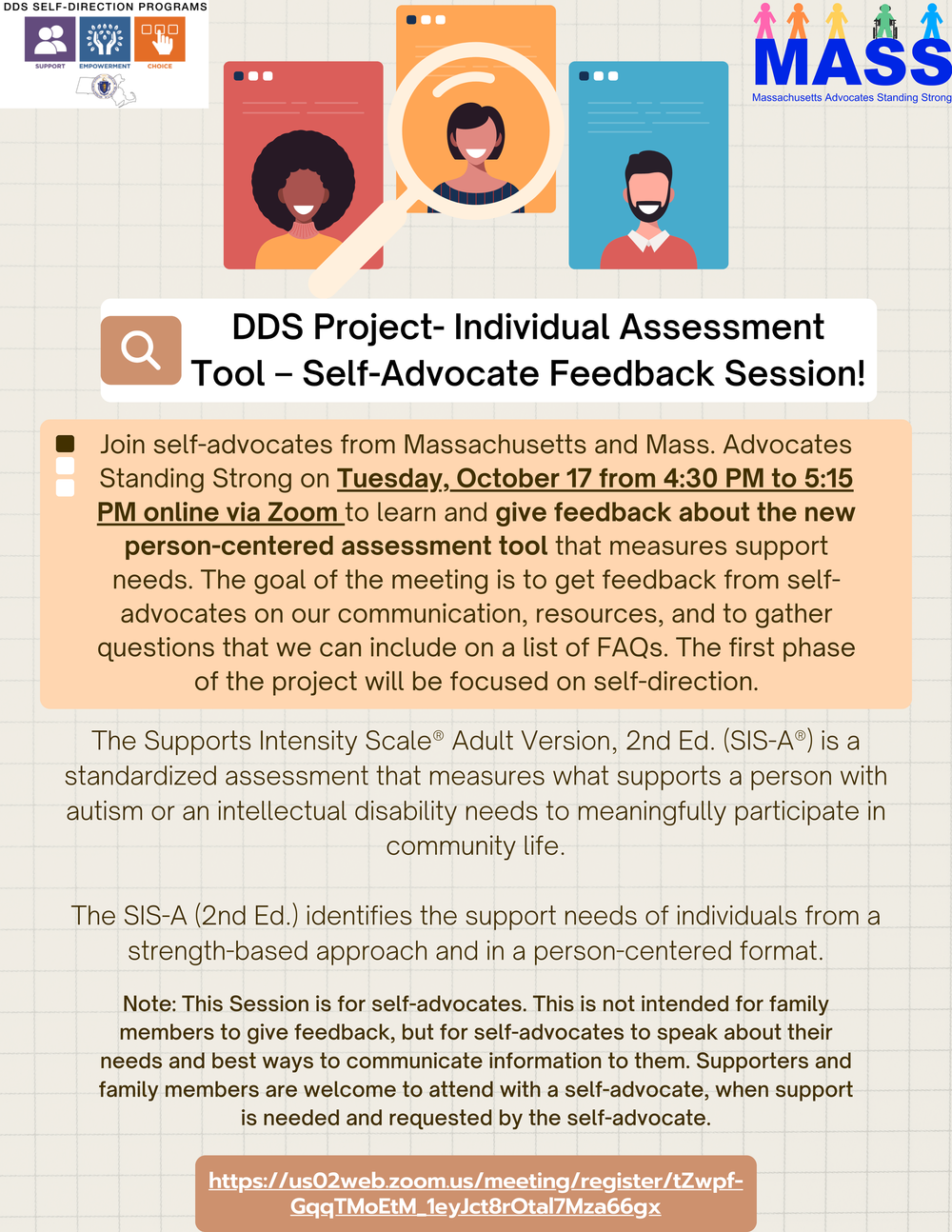 DDS Project- Individual Assessment Tool – Self-Advocate Feedback Session! — MASS