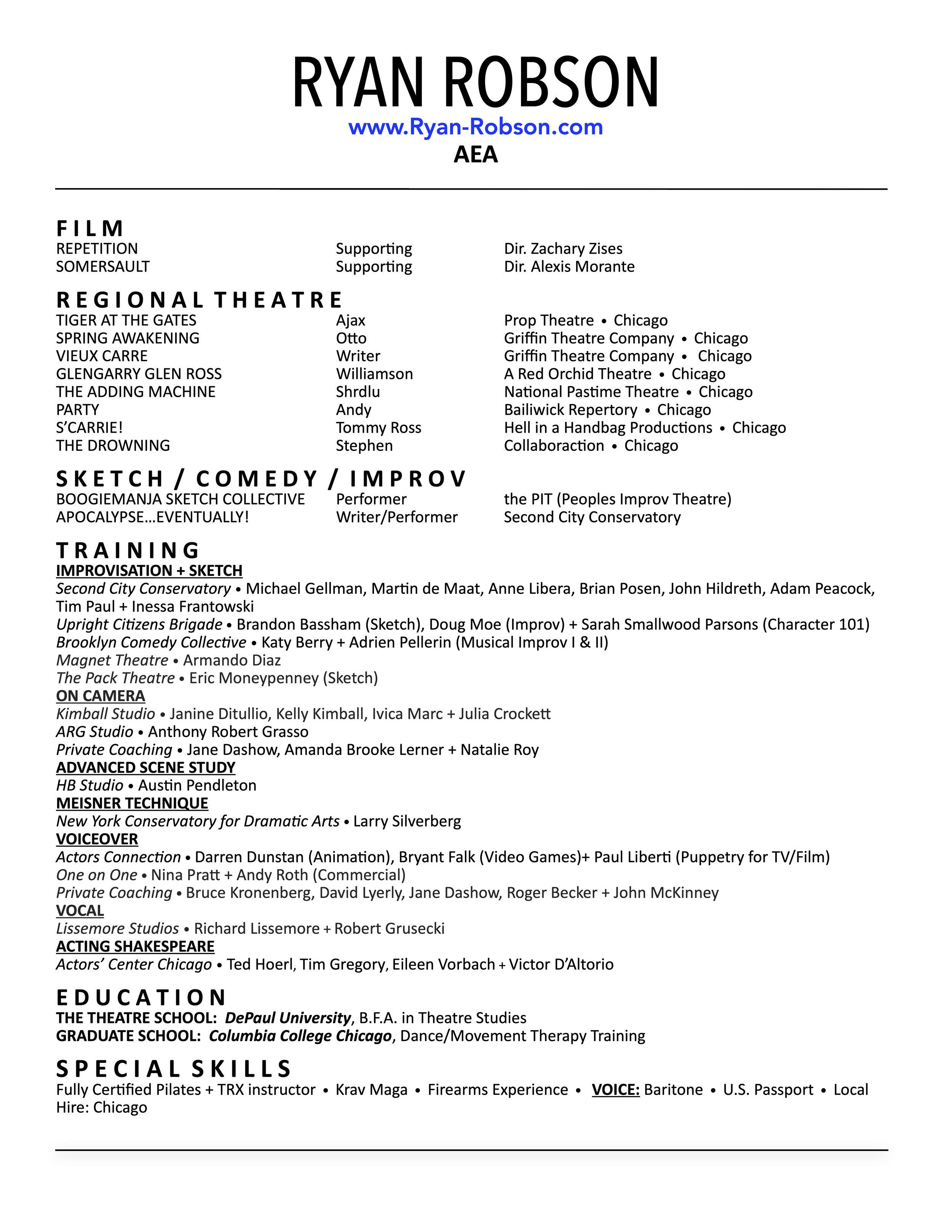 Resume — Ryan Robson