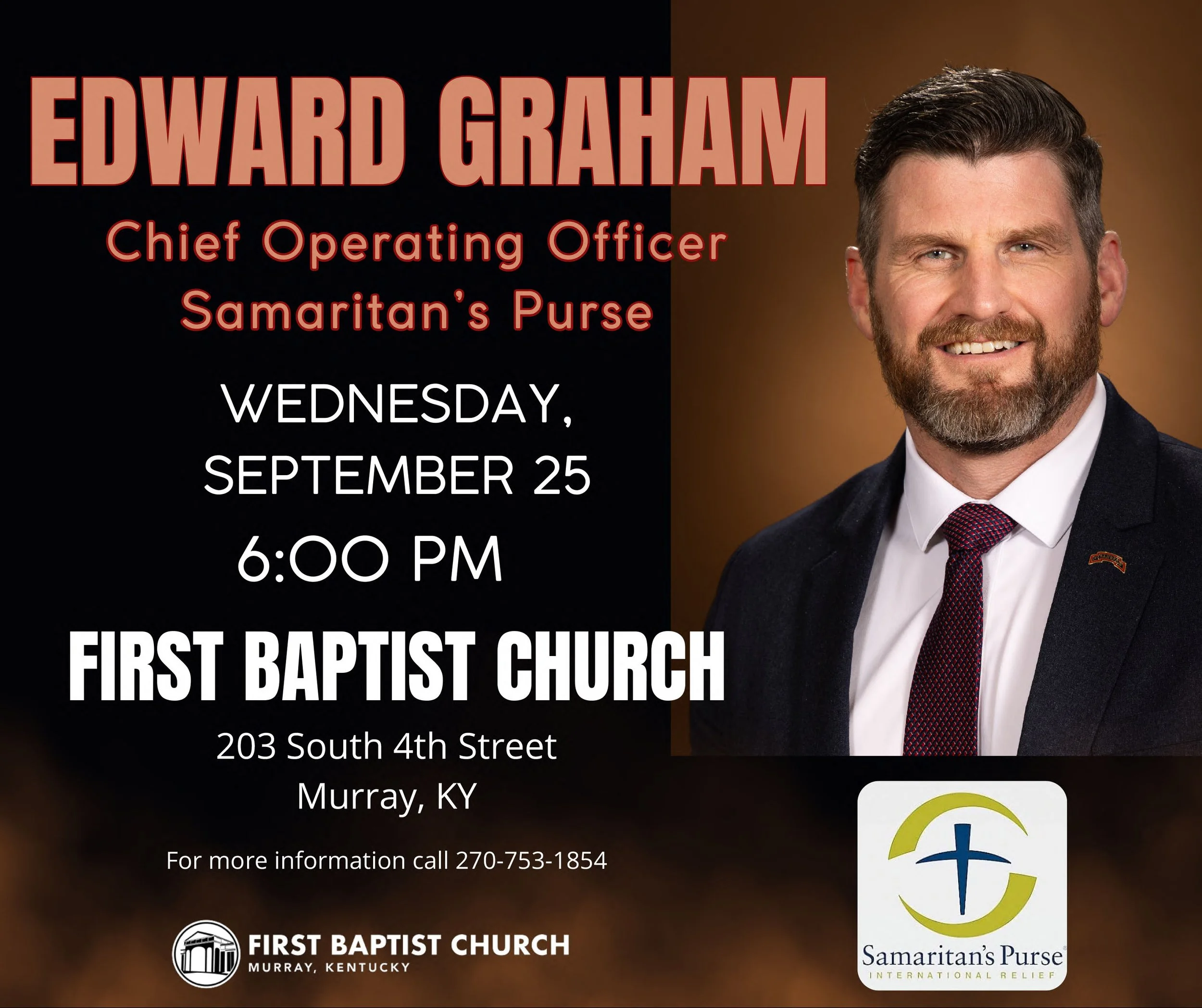 Edward Graham, COO of Samaritan's Purse @ Murray First Baptist Church ...
