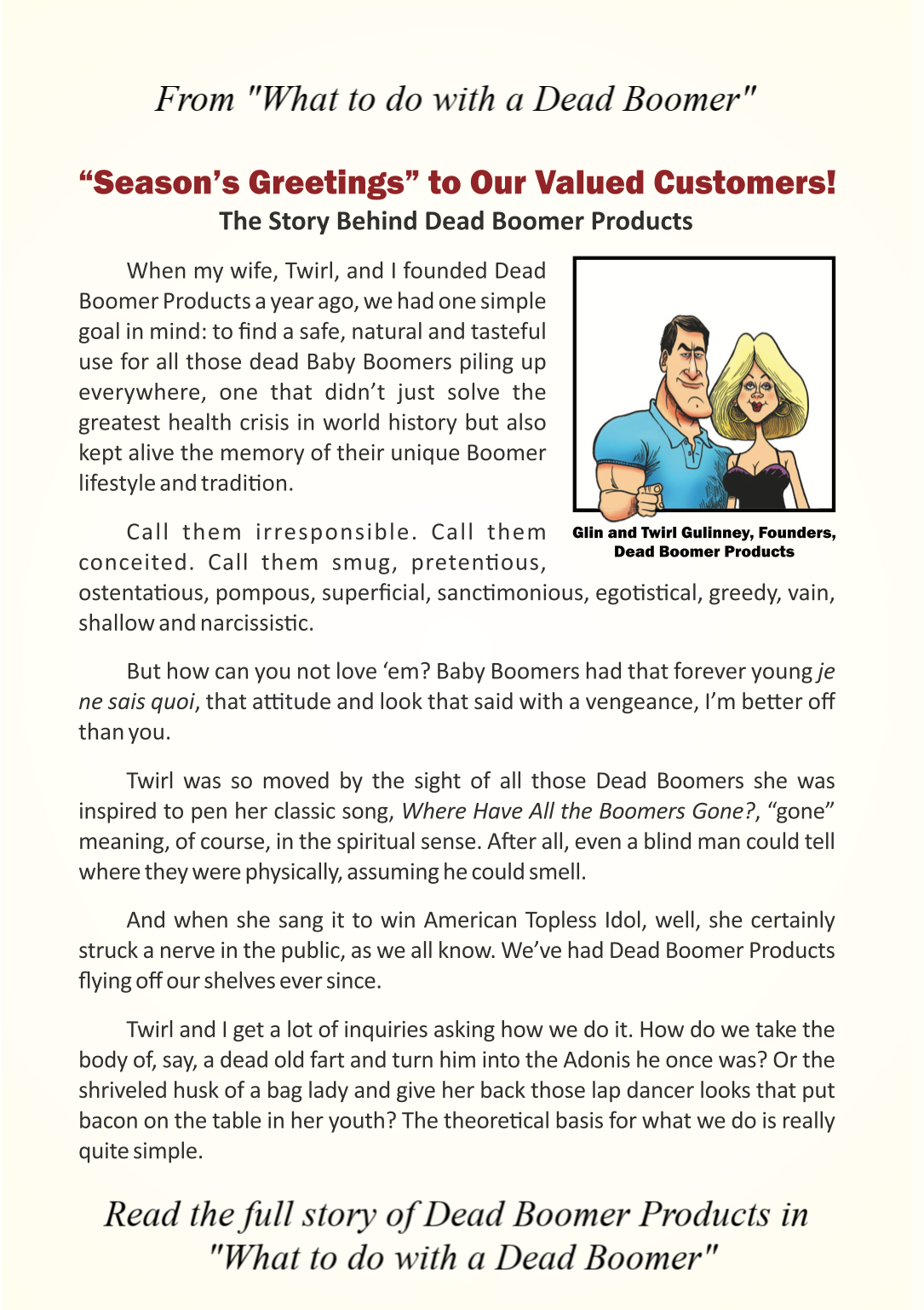 What To Do With a Dead Boomer — Bill Berger