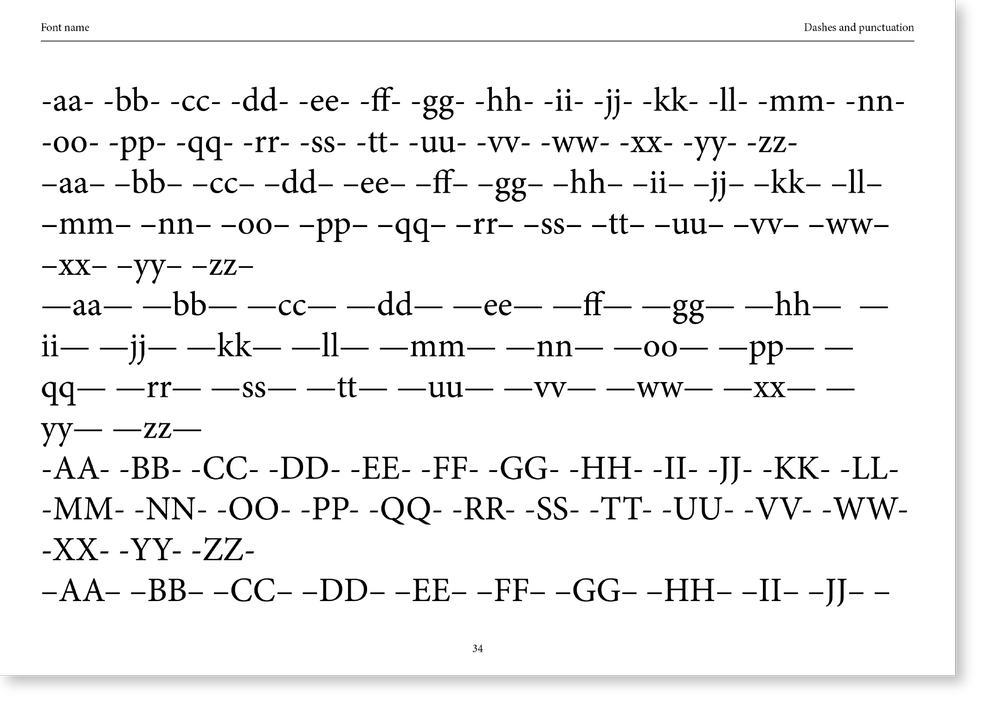 Font Proofing Template — Type Design Class