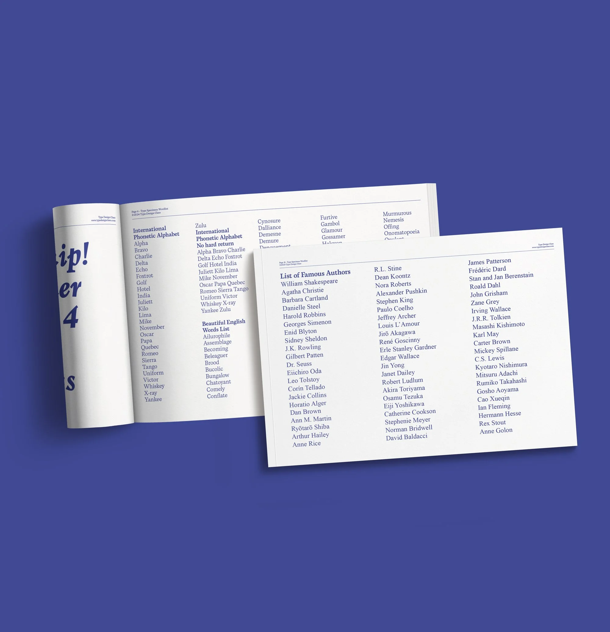 Type Specimen Template — Type Design Class