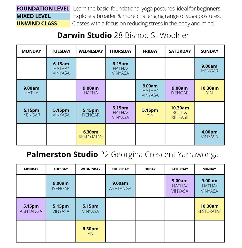 CLASSES & TIMETABLE — AGOY YOGA