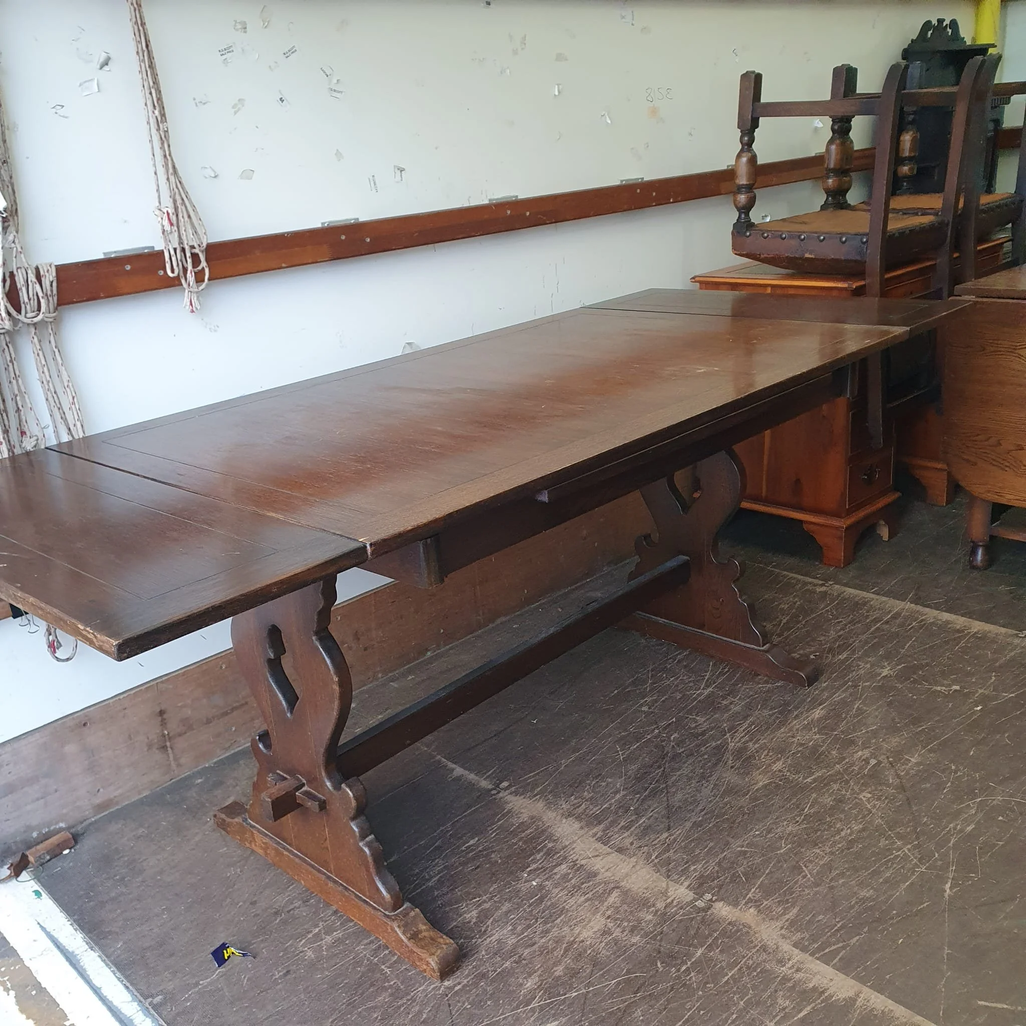 £175 refectory draw leaf dinning table - 198cm open 136cm close by 84cm ...