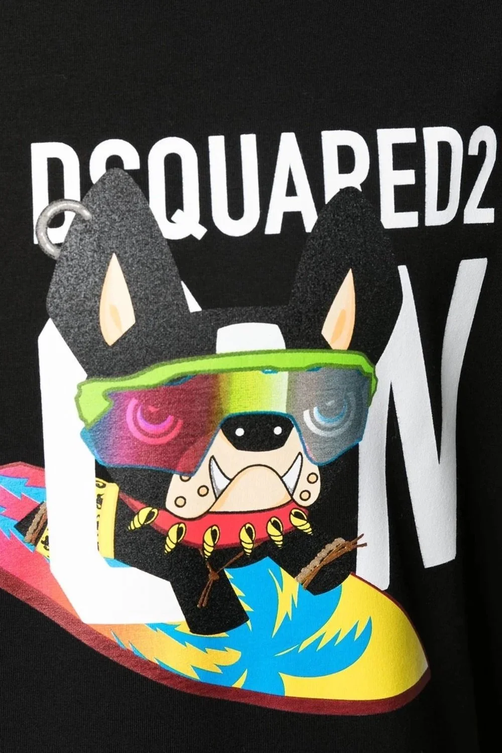 Shop the Trendy Men's Black DSquared2 Icon Surf Dog Logo Print T-Shirt ...