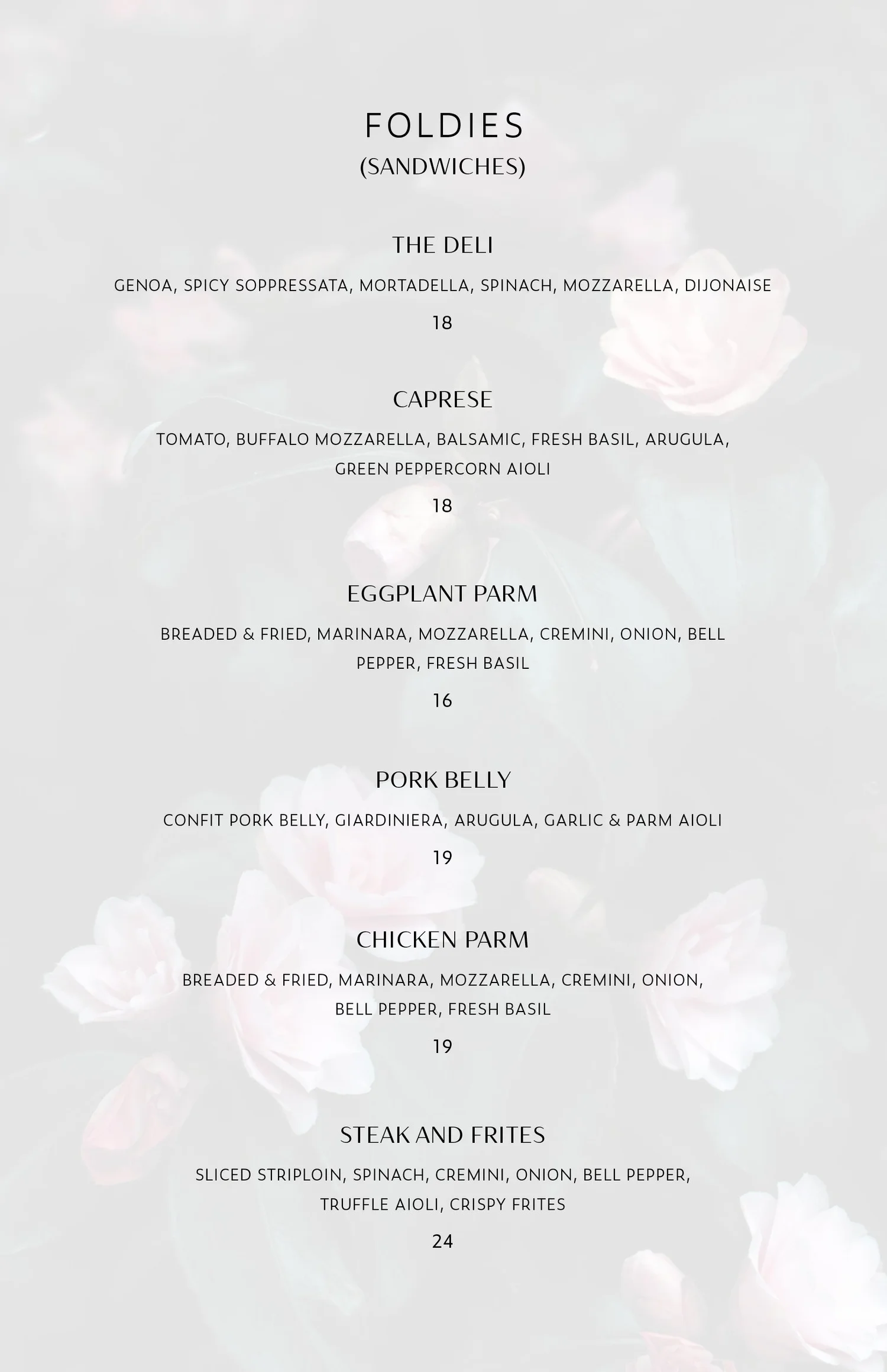 Menu — Rebel Layne