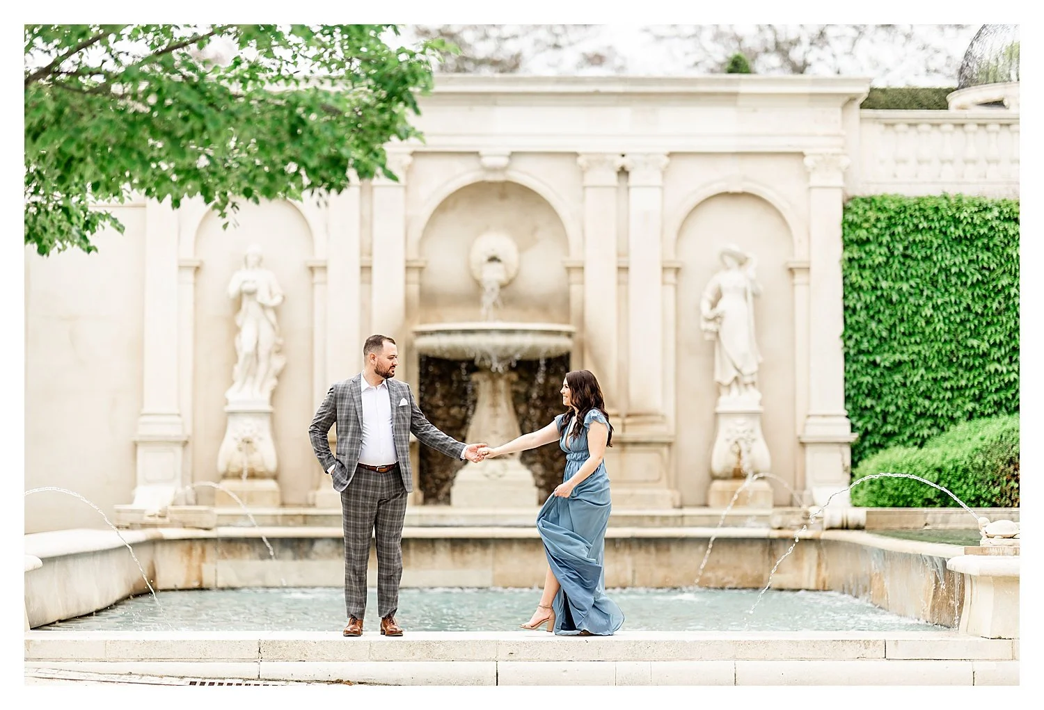 A Longwood Gardens Engagement Session in the Fountains | Heather + Nick ...
