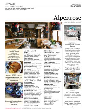 Alpenrose — Vail Valley Dining Guide