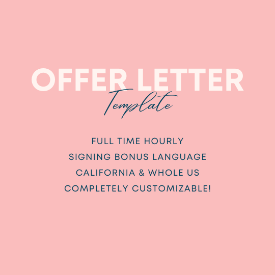Offer Letter Templates for Start-ups by San Francisco HR Leader ...