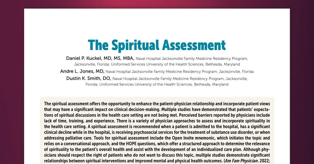 The Spiritual Assessment — Ardmore Institute of Health