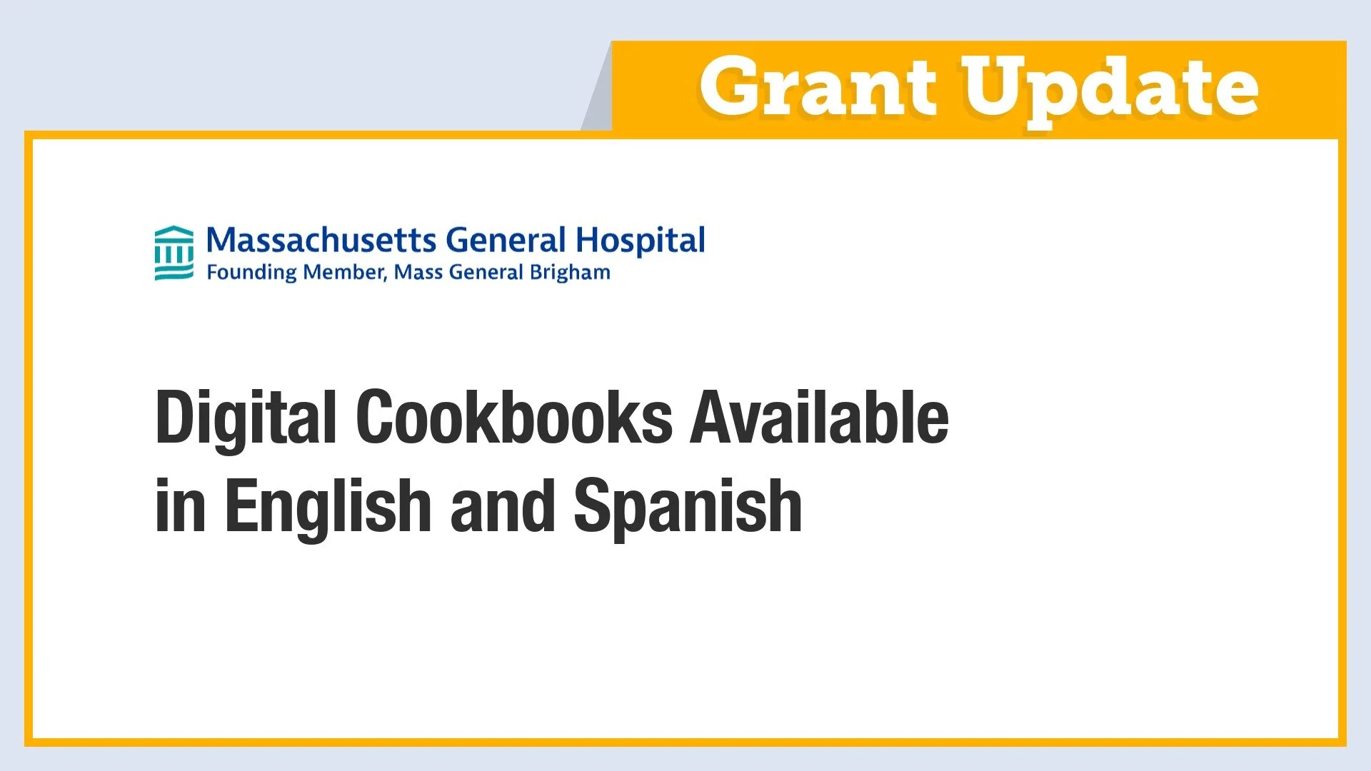 Massachusetts General Hospital: Digital Cookbooks Available in English ...