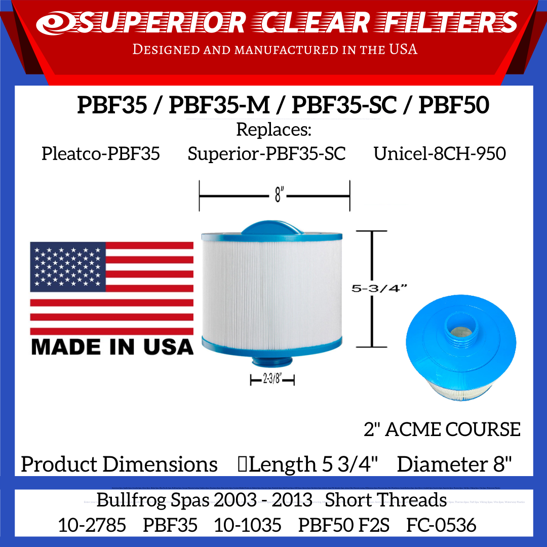 PBF40 / HFBFCL Bullfrog 2016 to present USA made spa filter — SUPERIOR ...