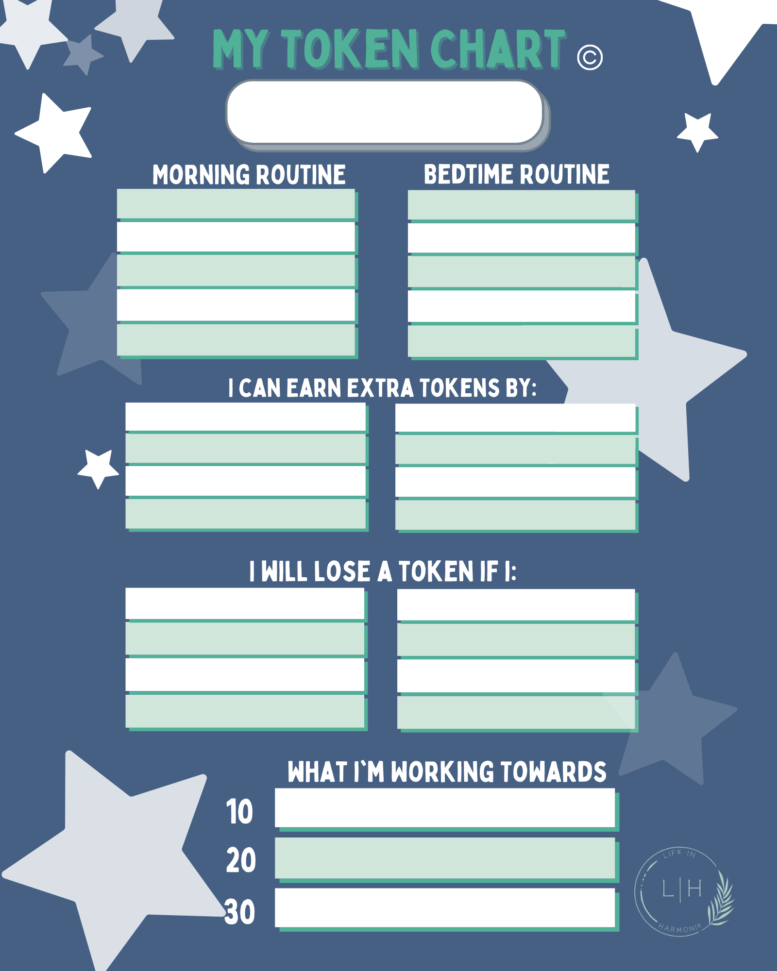 My Token Chart — HARMONie Professional Organizing