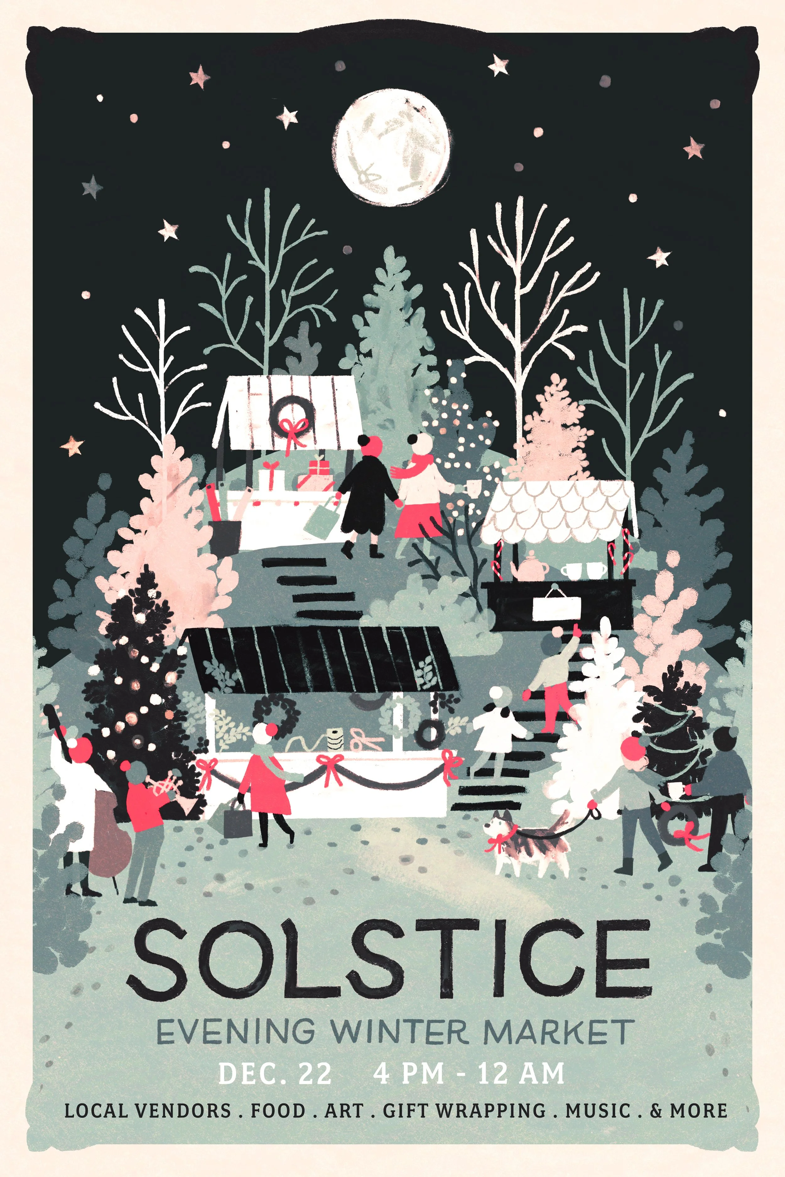 Solstice Holiday Market Poster — Rebecca Santo Illustration