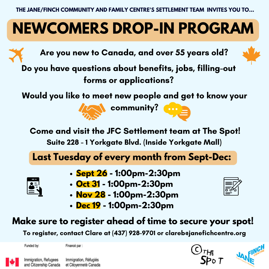 Newcomers Drop-in Program — Jane/Finch Centre