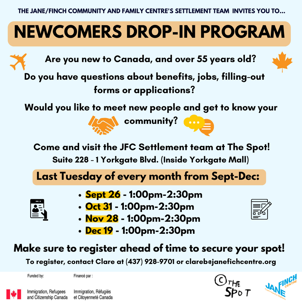 Newcomers Drop-in Program — Jane/Finch Centre