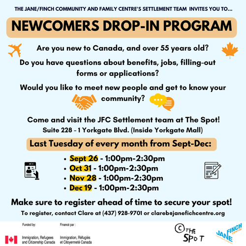 Newcomers Drop-in Program — Jane/Finch Centre