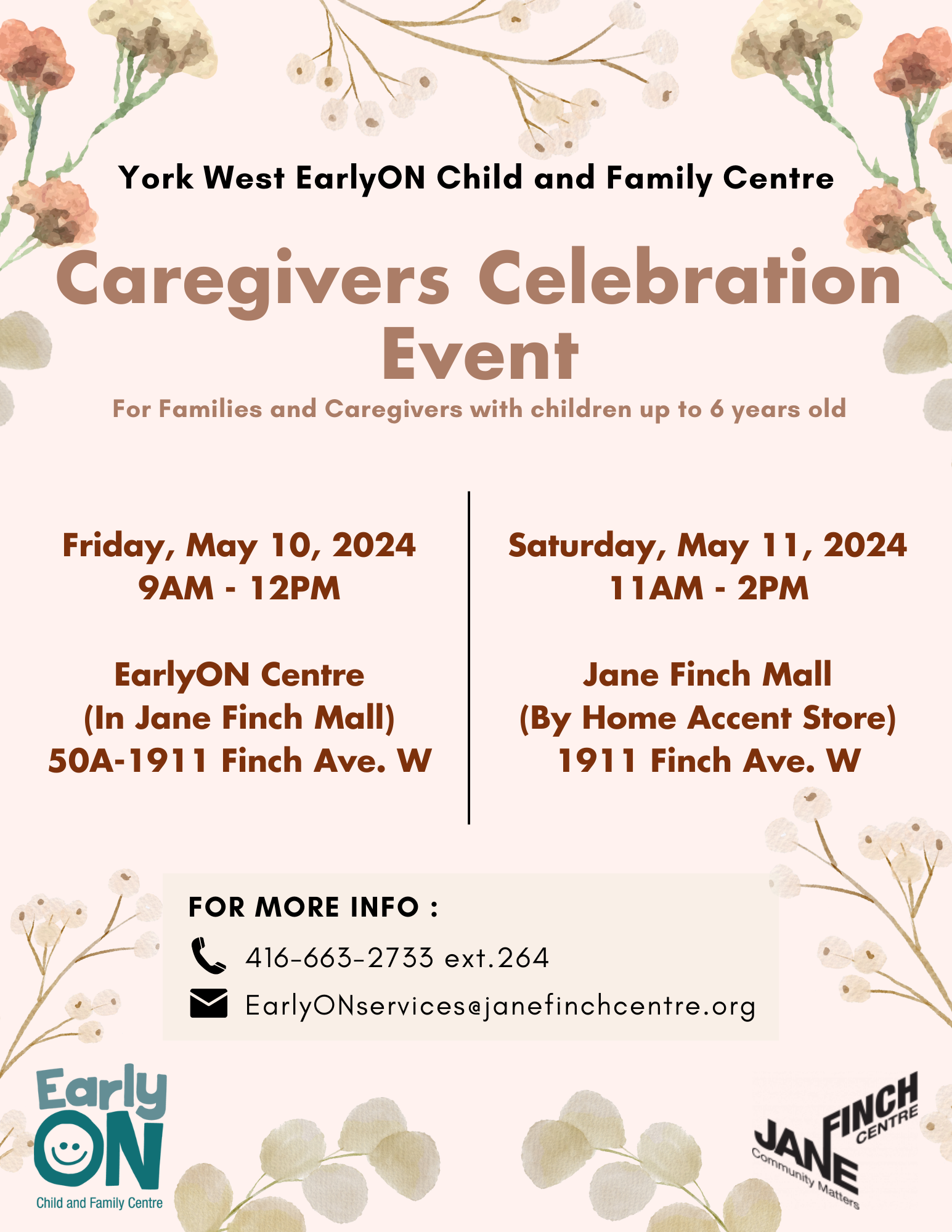 Caregivers Celebration Event with EarlyON — Jane/Finch Centre