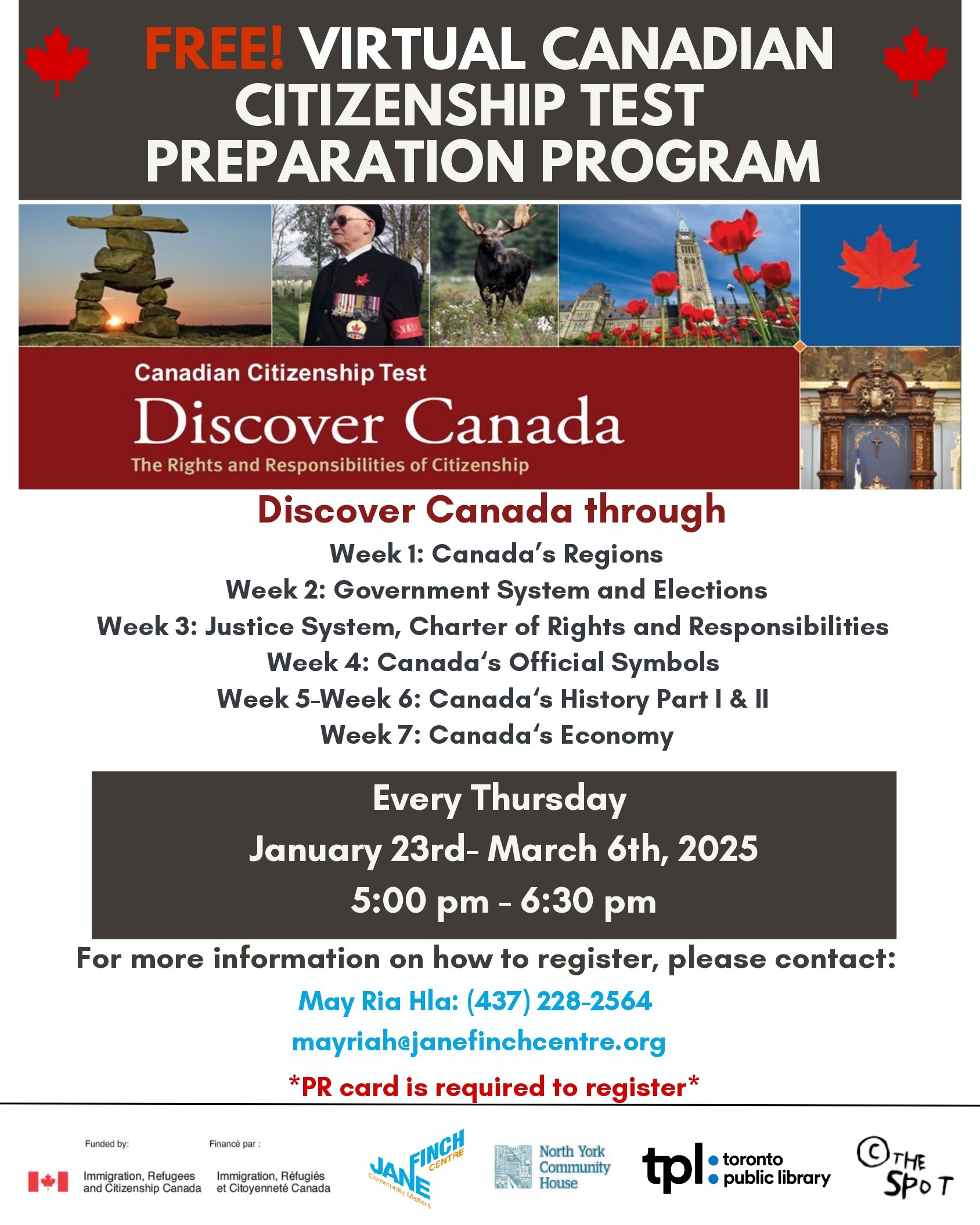 Canadian Citizenship Test Preparation Program (Virtual) — Jane/Finch Centre