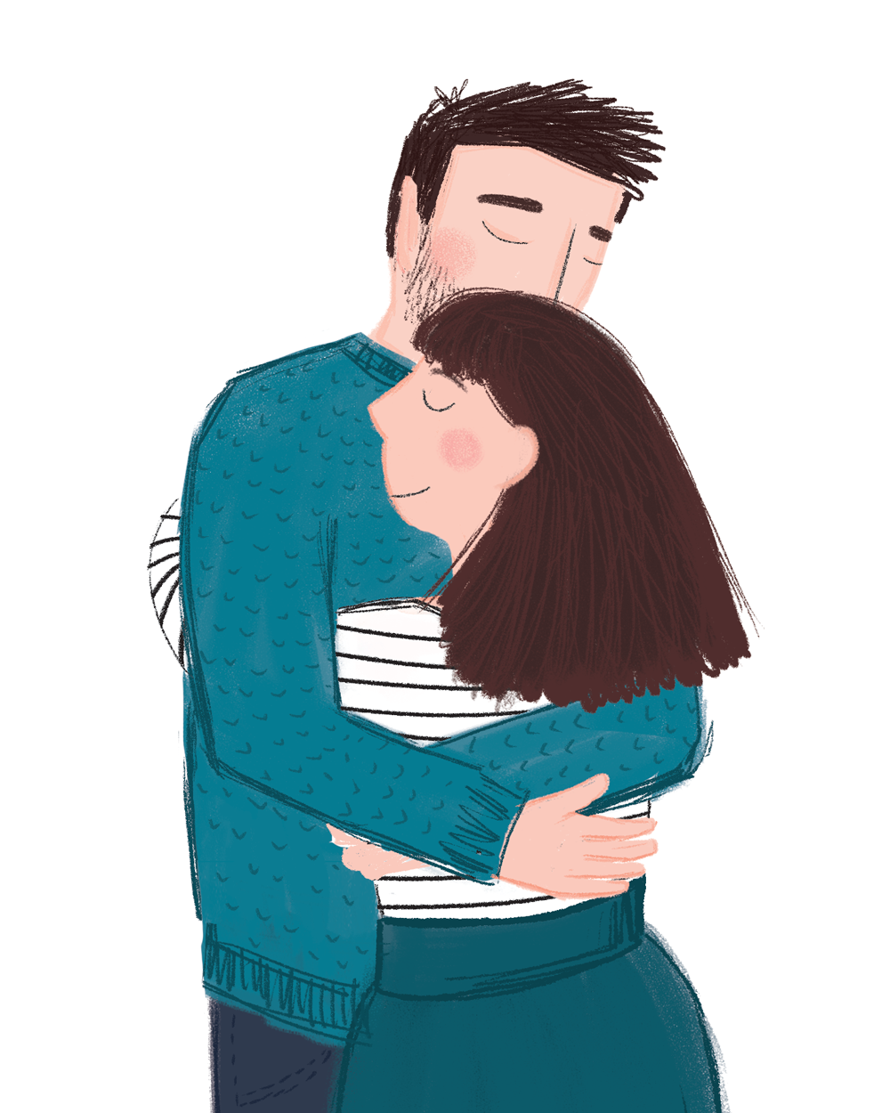 Drawing Of A Couple Hugging