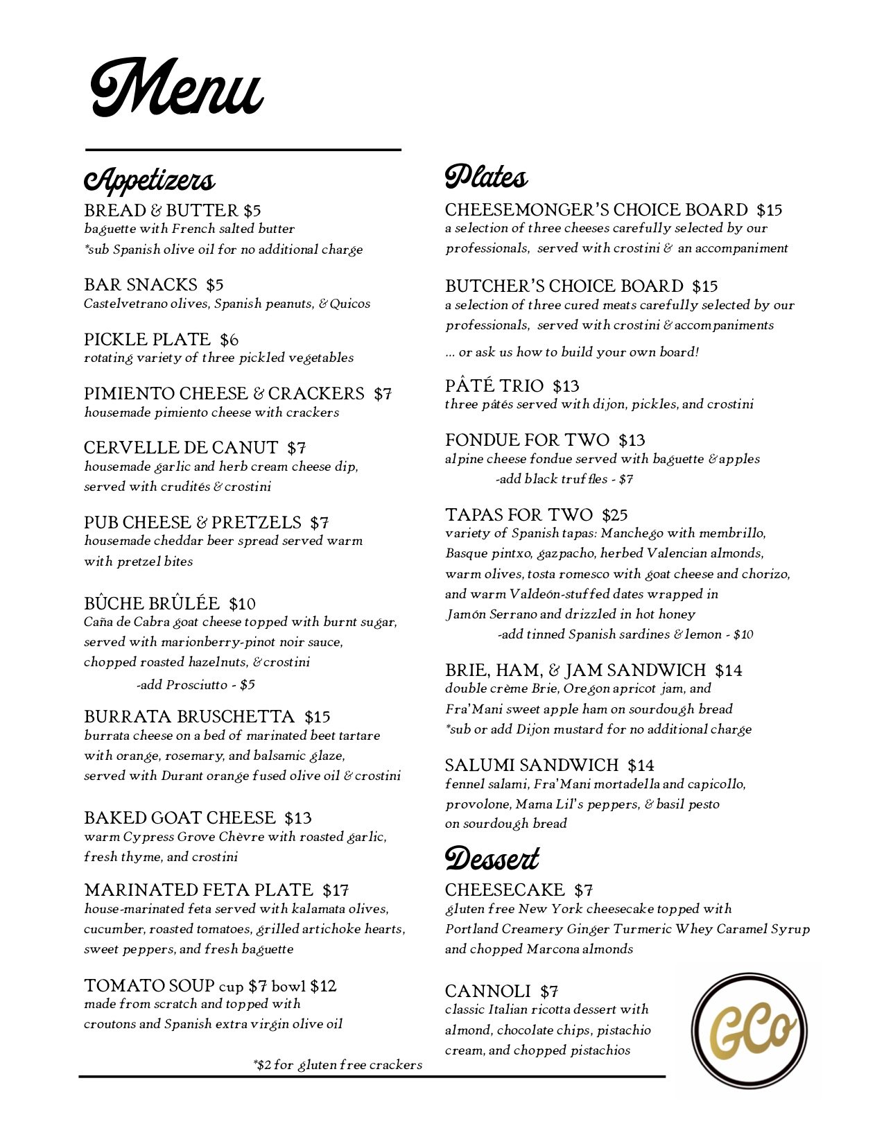 Menu — Good Company