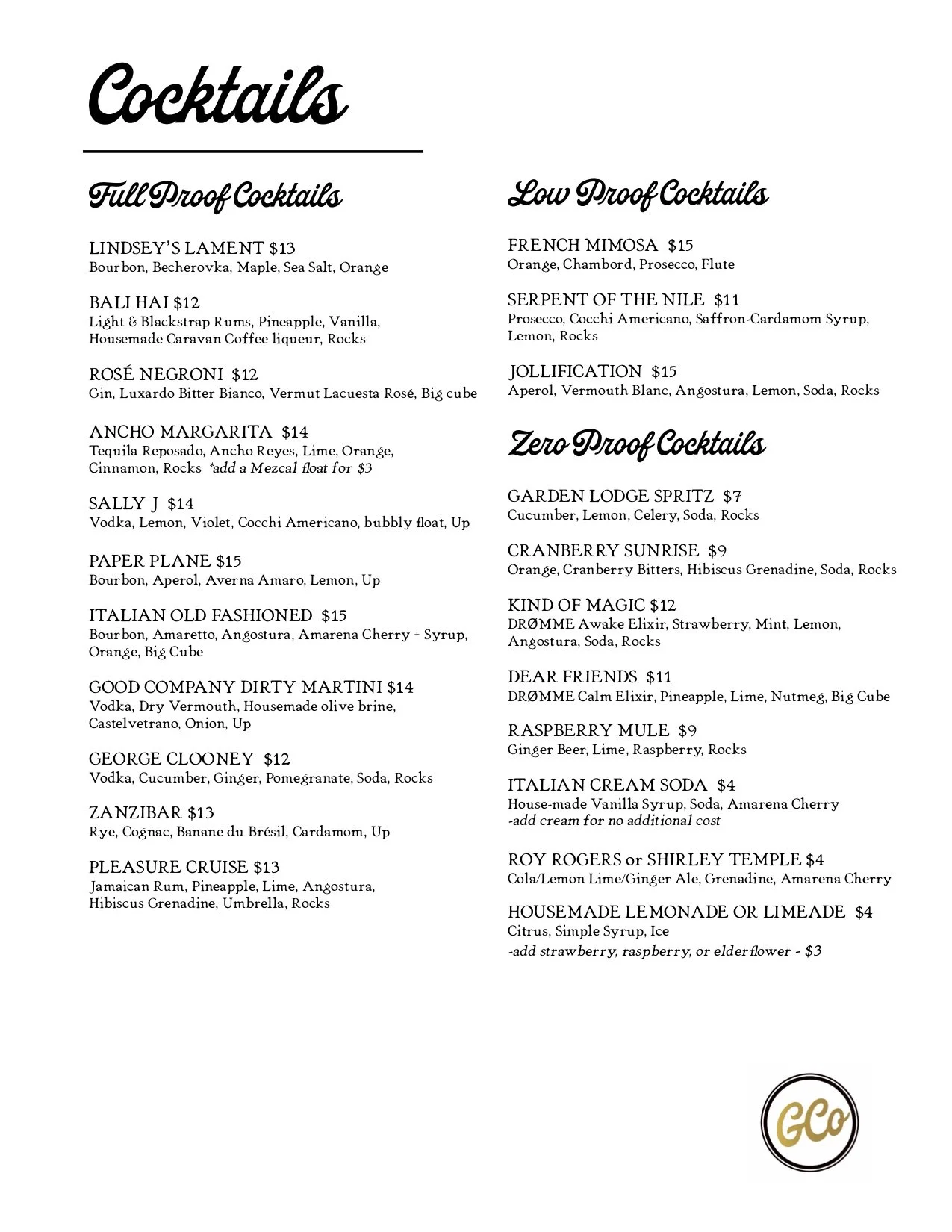 Menu — Good Company