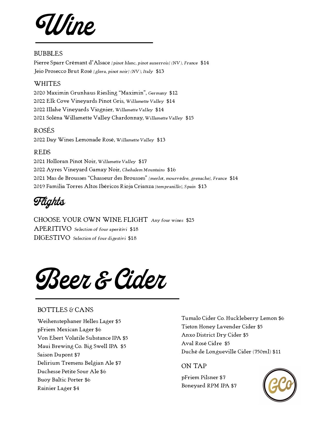 Menu — Good Company