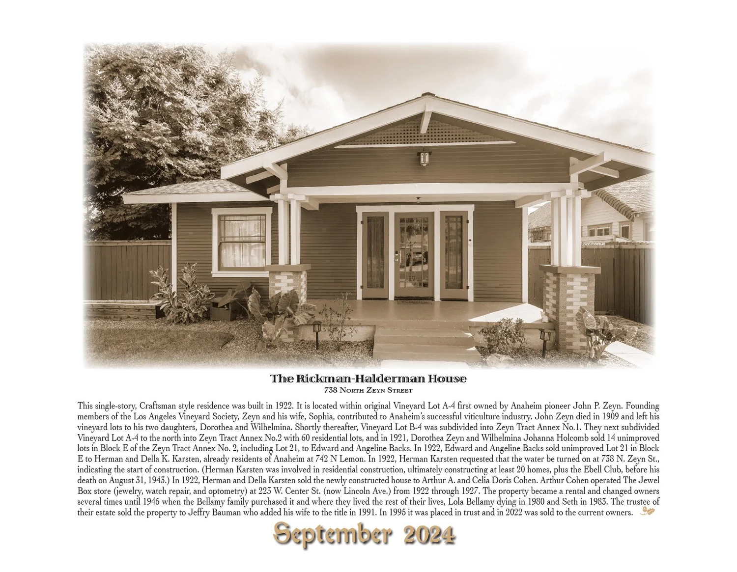 Historic District Calendars — Anaheim Colony