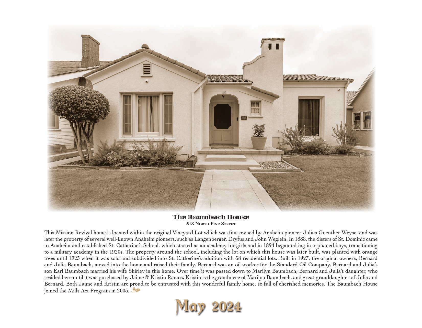 Historic District Calendars — Anaheim Colony