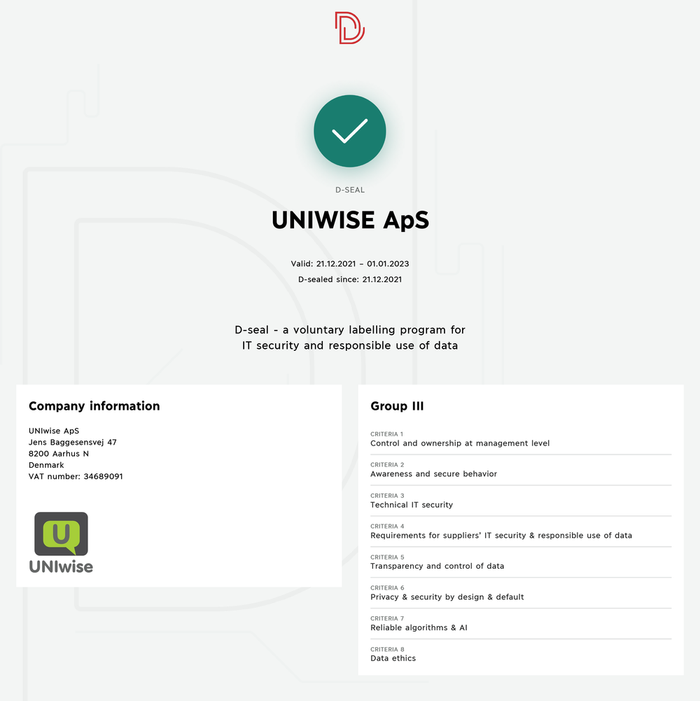 UNIwise achieves internationally renowned IT security certification — UNIwise