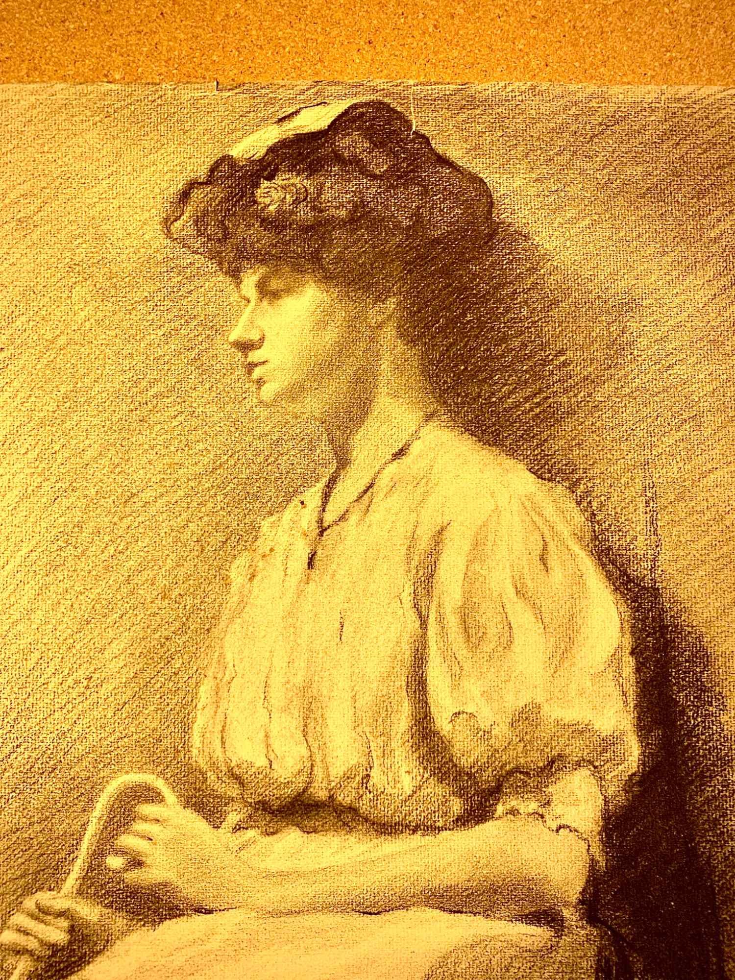 Signed Carl Nordstrom Drawing of Standing Woman — Matt Jackson Antiques