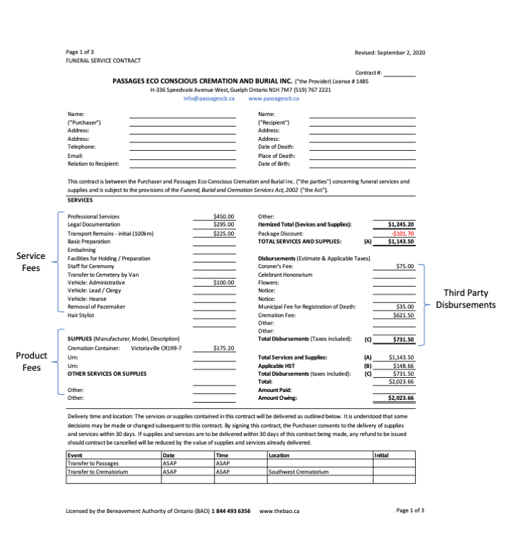 Understanding Funeral Home Costs in Ontario — Passages Cremation and Burial