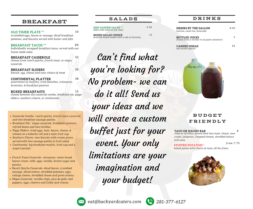 Catering Menu — Backyard Catering