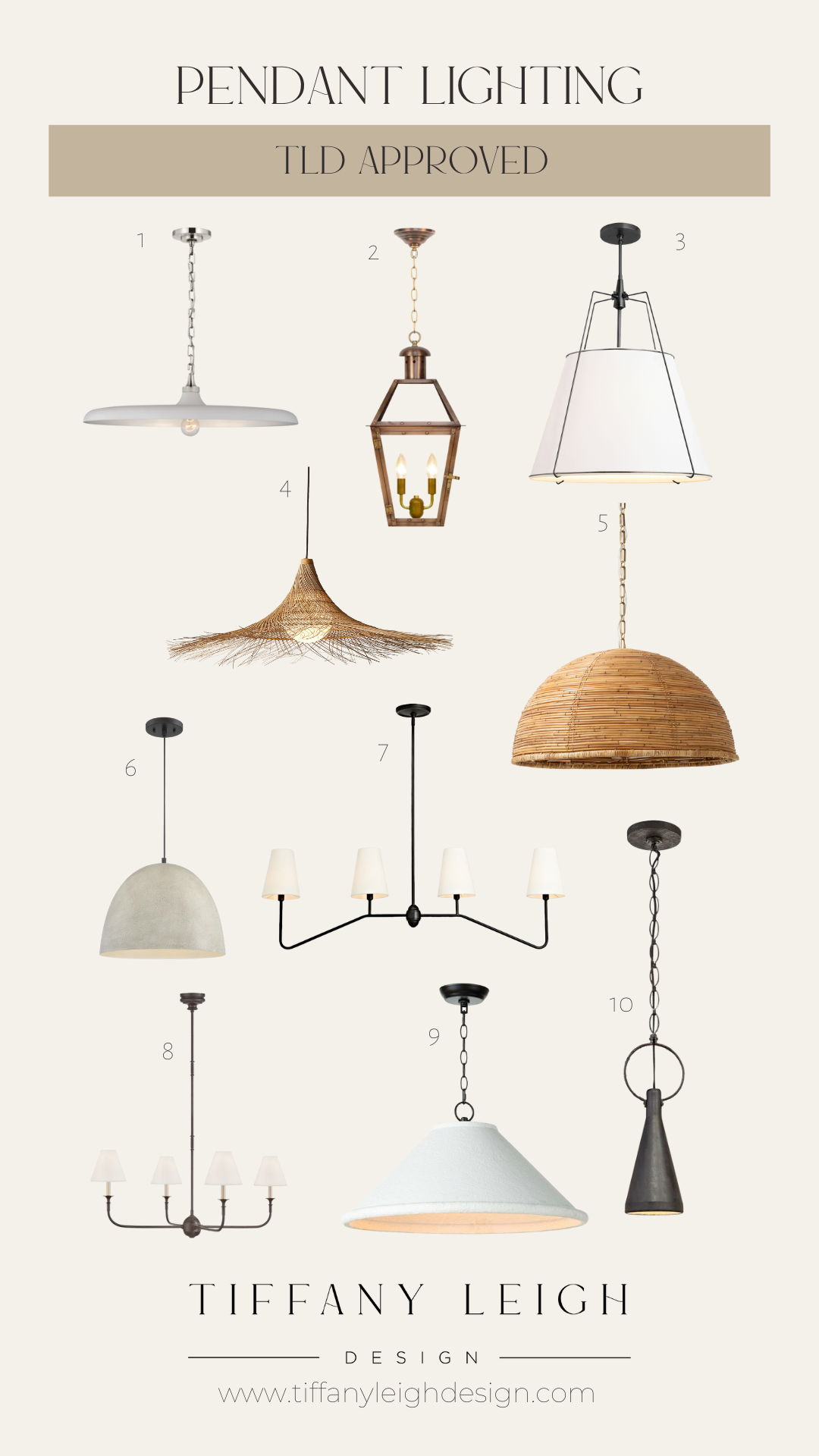 TLD Approved Pendant Lighting — Tiffany Leigh Design
