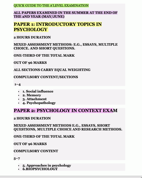 AQA A-LEVEL PSYCHOLOGY SPEC 2019 — STUDYING — PSYCHSTORY