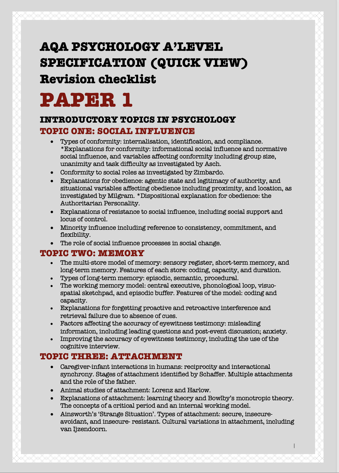 AQA A-LEVEL PSYCHOLOGY SPEC 2019 — STUDYING — PSYCHSTORY