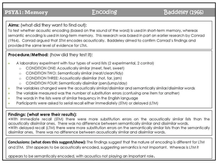 TYPES OF MEMORY AND FEATURES OF EACH MEMORY STORE — MEMORY — PSYCHSTORY