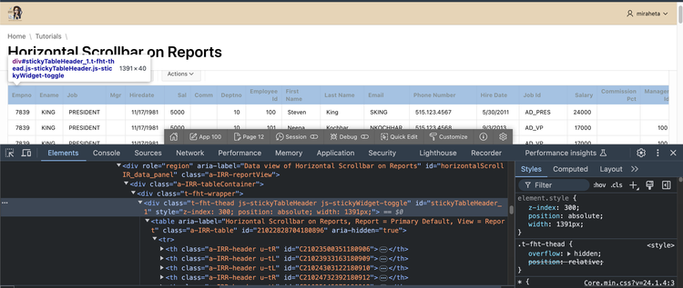 Horizontal Scrollbar on Interactive Reports