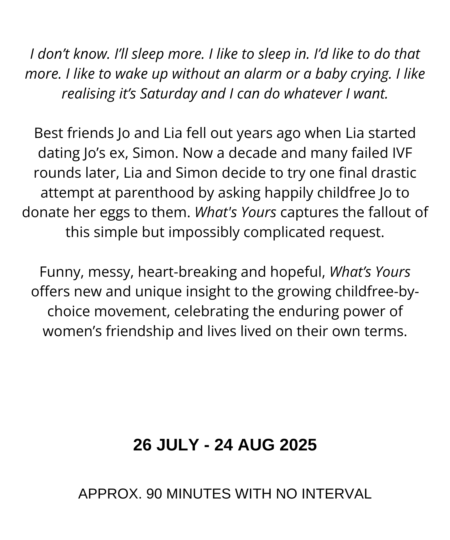 WHAT'S YOURS 2025 — Red Stitch Actors' Theatre