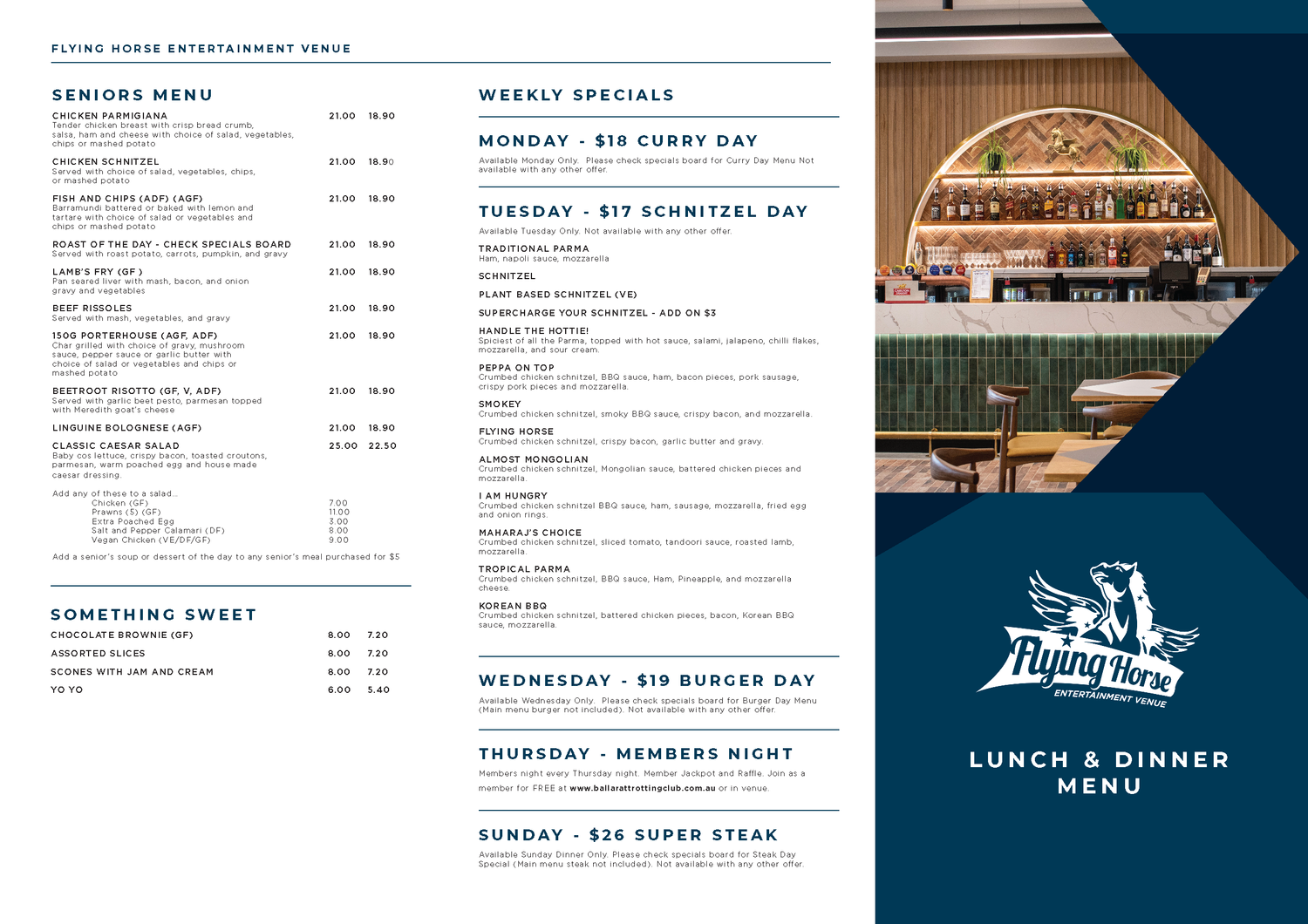 Flying Horse Menu — Ballarat & District Trotting Club Inc.